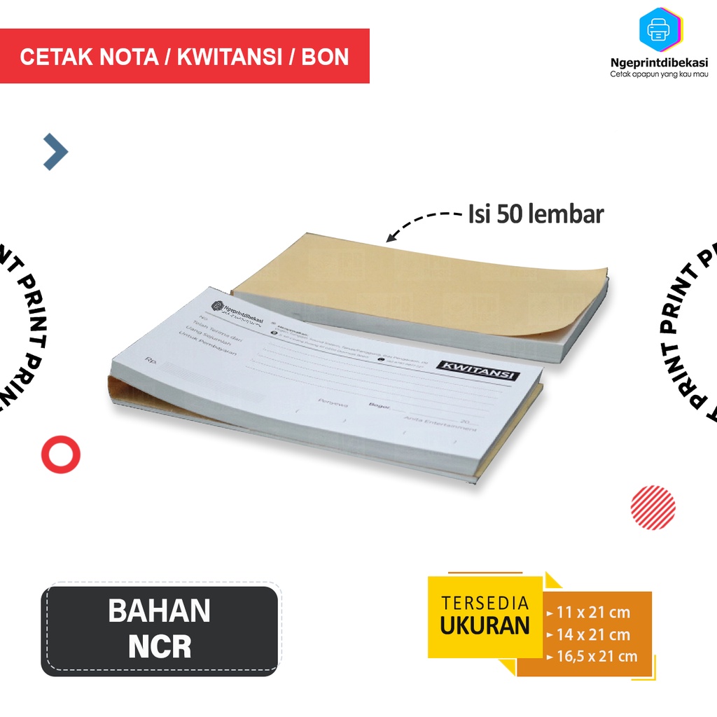 Jual CETAK NOTA / KUITANSI / BON ISI 50 LEMBAR UKURAN BERVARIASI ...