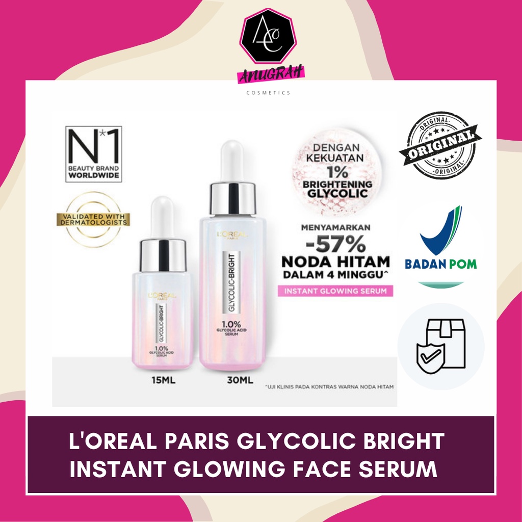 Jual L'Oreal Paris Glycolic Bright Instant Glowing Face Serum 30/15ml ...