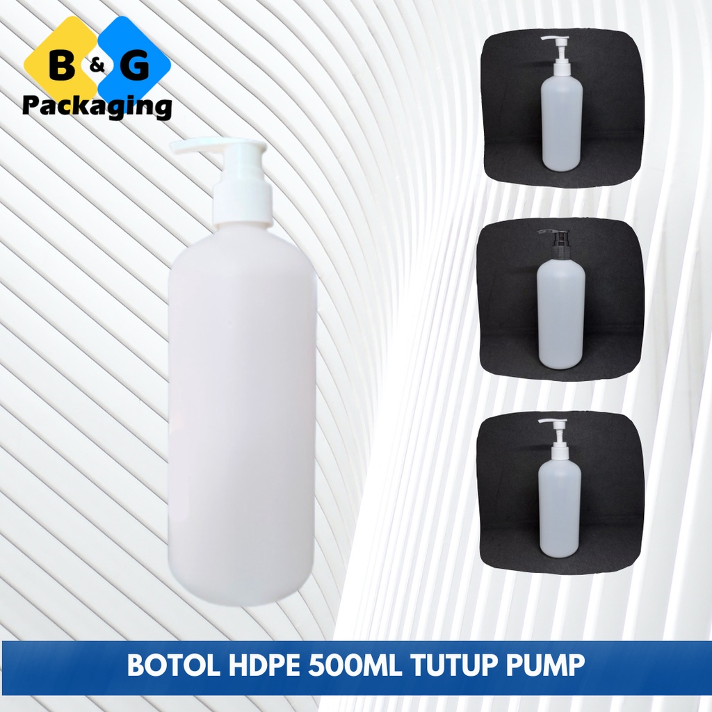 Jual BOTOL 500ML HDPE PUMP PUTIH HITAM / BOTOL PLASTIK 500ML PUMP WADAH ...