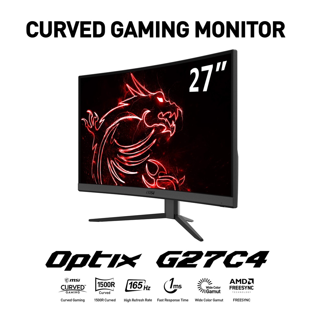 Jual MSI 27" OPTIX G27C4 (NEW) CURVED GAMING MONITOR [1080P, 165HZ ...