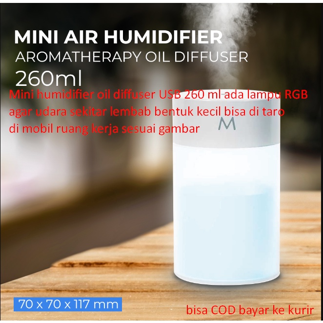 Jual Mini humidifier oil diffuser USB 260 ml ada lampu RGB agar udara ...