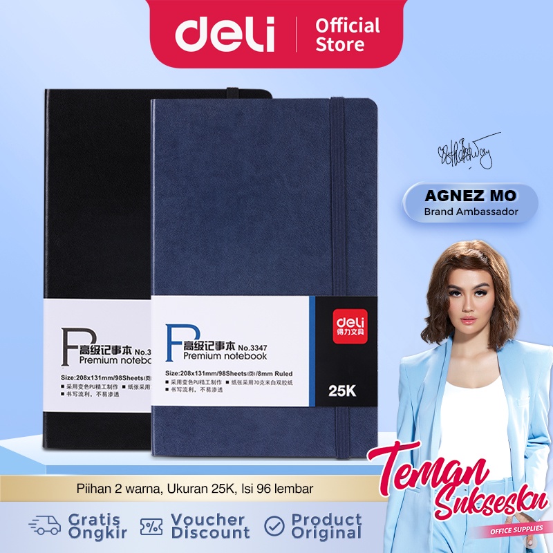 Jual Deli Notebook Buku Catatan 25K 96 Lembar Warna Biru Hitam High ...