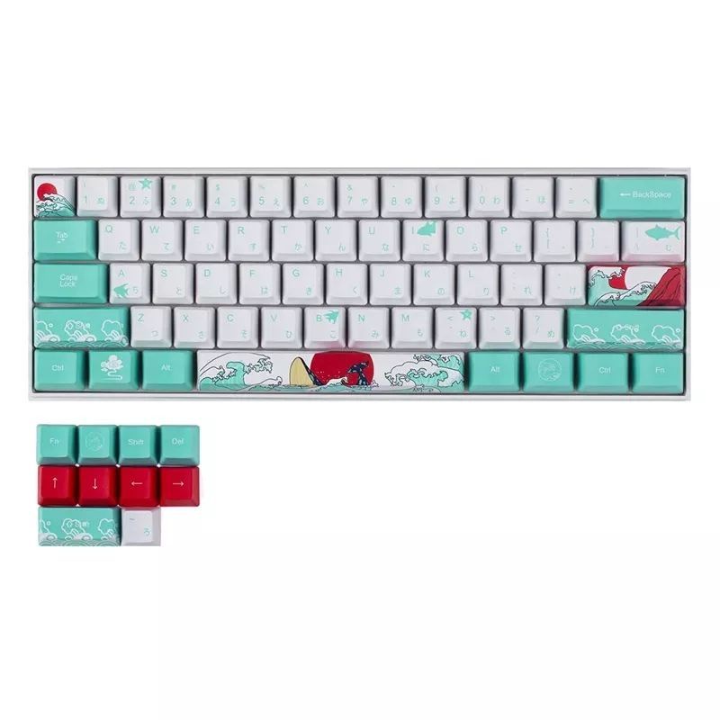 Jual Keycaps PBT Ukiyo e Japanese sea waves - coral sea 60% keyboard ...