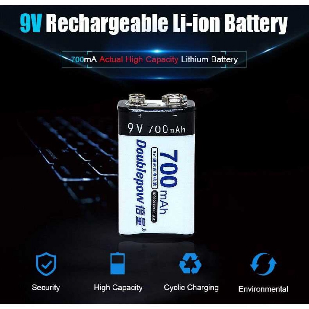 Jual Baterai 9V Rechargeable Isi Ulang Battery Lithium 700mAh 1 PCS ...