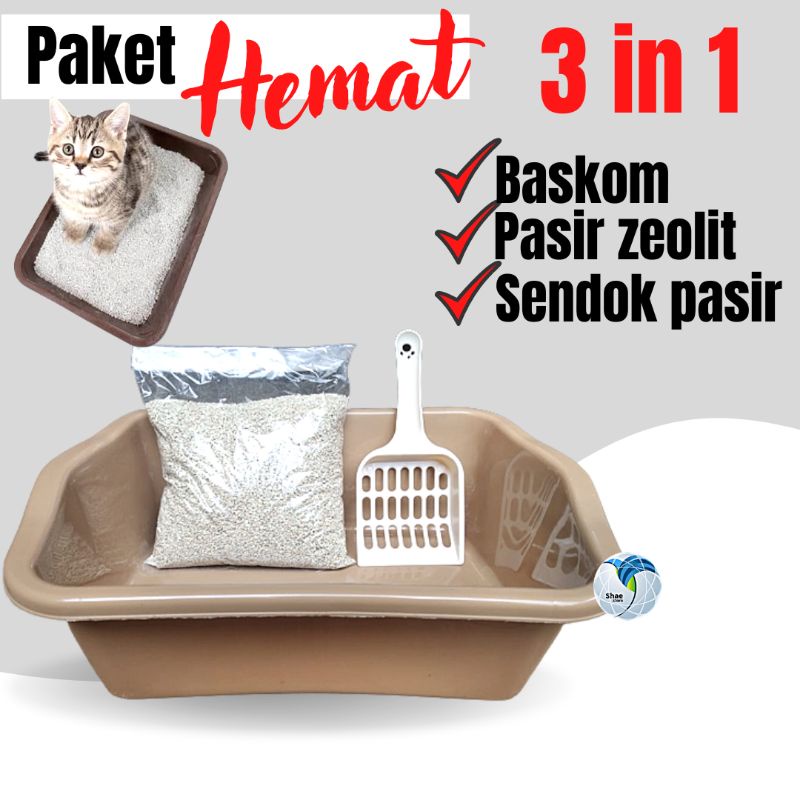 Jual Baskom Pasir Serokan Tempat Pup Kucing Litter box Paket Hemat 3 in ...