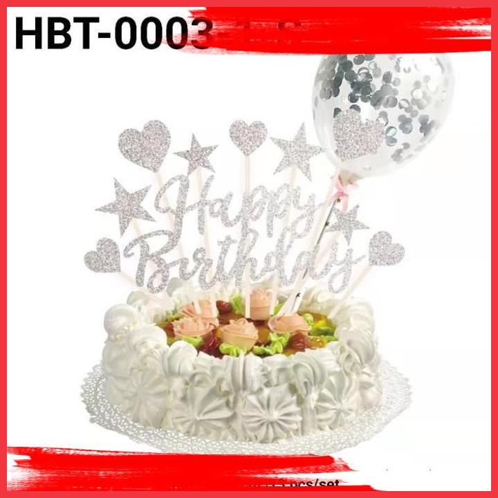 Jual (YMM) GR-HBT-0003 Cake topper hiasan kue kertas happy birthday balon | Shopee Indonesia