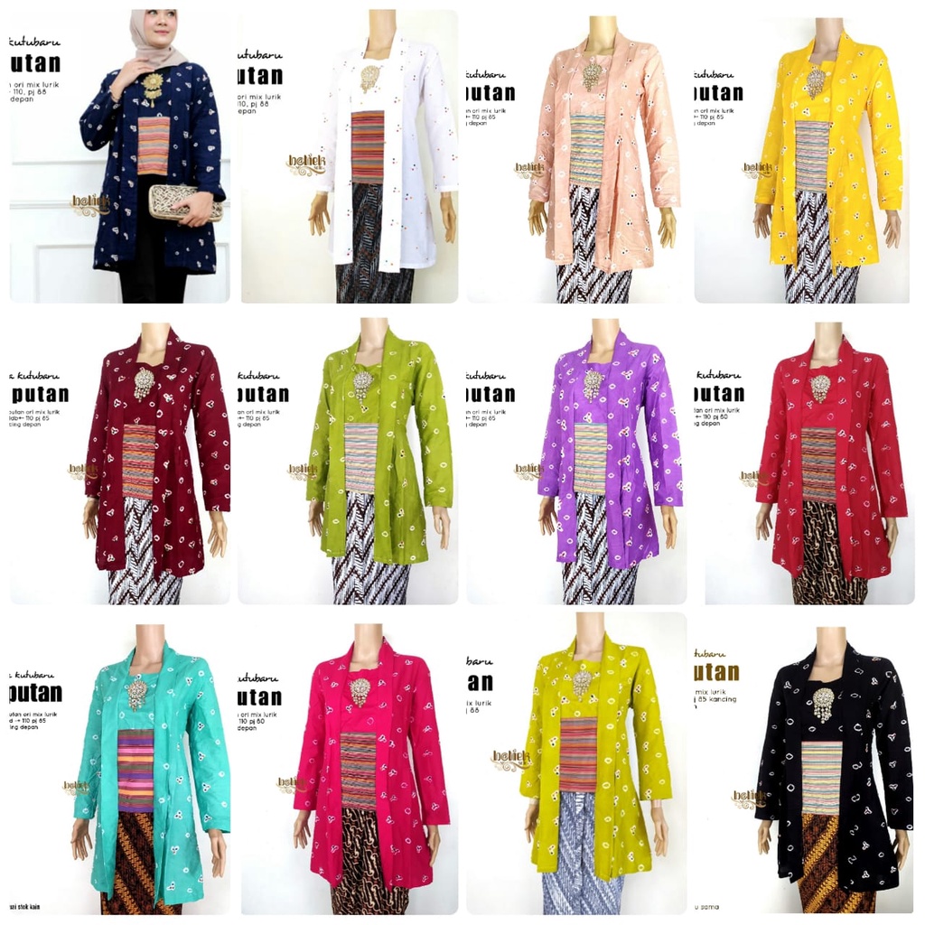 Jual PREMIUM Kebaya Jumputan Ori Kombinasi Kondangan Formal Seragam Warna Cantik Murah Katun ...
