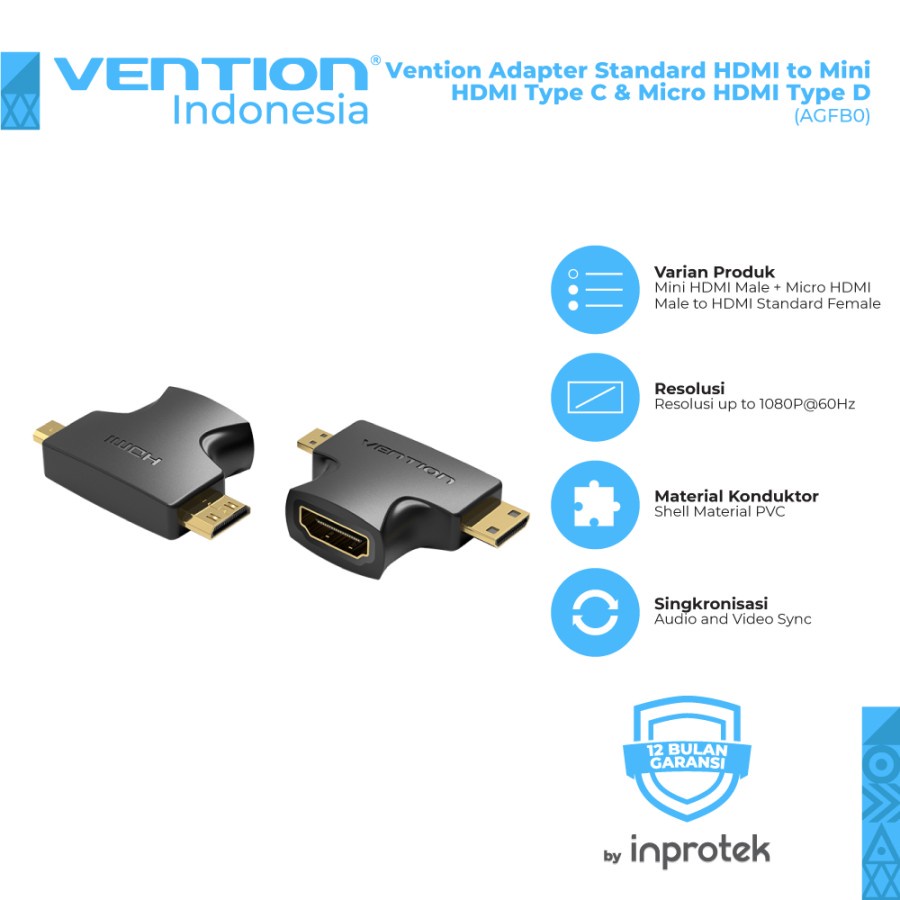 Jual Vention Converter 2in1 Mini HDMI - Micro HDMI to HDMI Female ...