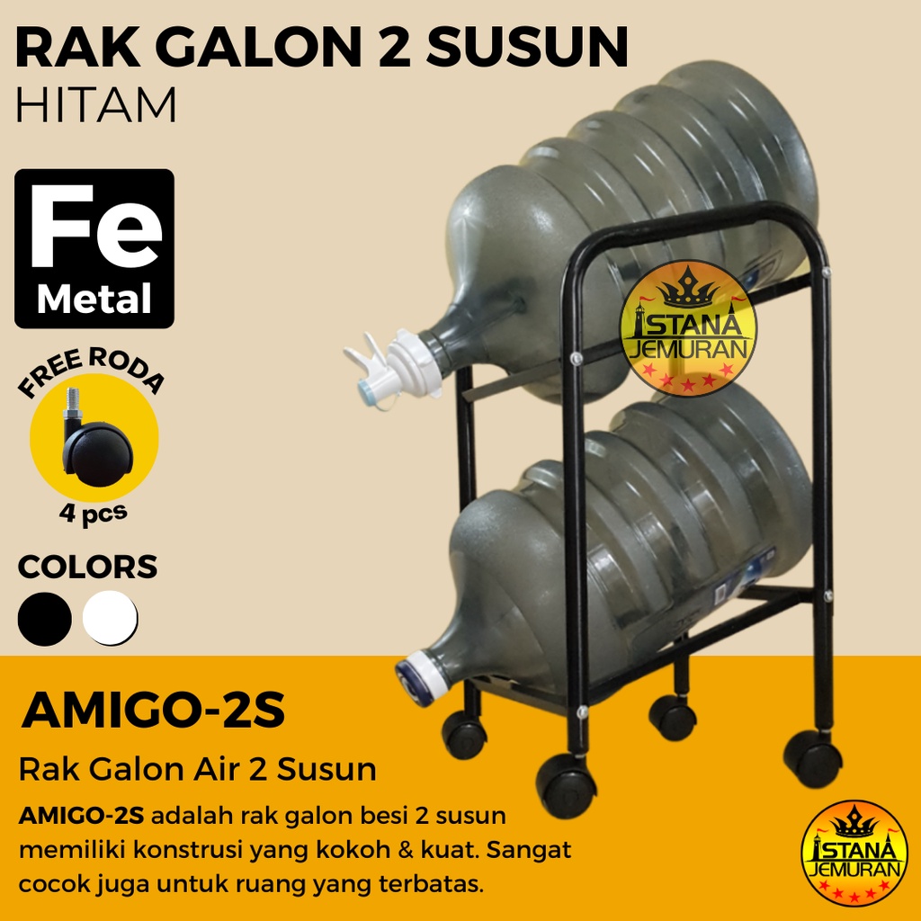 Jual Rak Galon 2 Susun Besi Beroda Kuat & Kokoh / Tempat Galon Susun ...