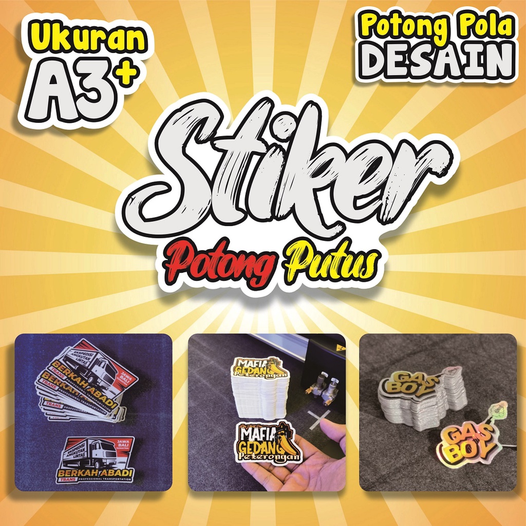 Jual Stiker Potong Putus / Stiker Die Cut Custom Desain Custom Ukuran ...