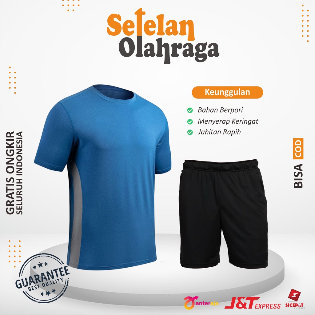 Jual Setelan Kaos Olahraga Pria Pakaian Olah raga Lari Baju Running ...