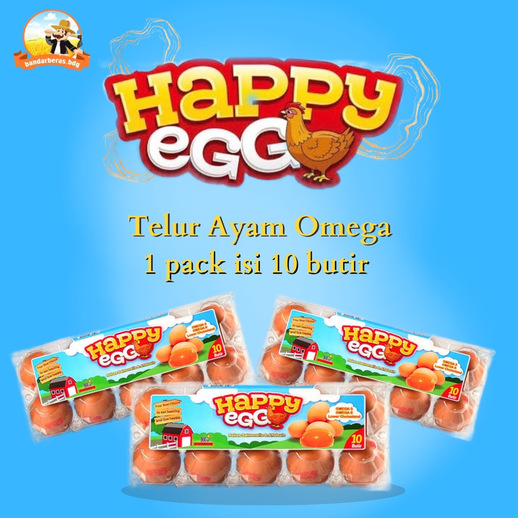 Jual TELUR AYAM OMEGA HAPPY EGG 1 PACK (10 BUTIR) | Shopee Indonesia