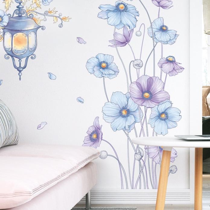 Jual Depan1 walpaper dinding kamar mandi bunga berwarna soft ungu dan ...
