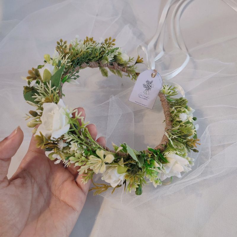 Jual Artificial Green Leaves Flower Crown Bando Bunga | Shopee Indonesia