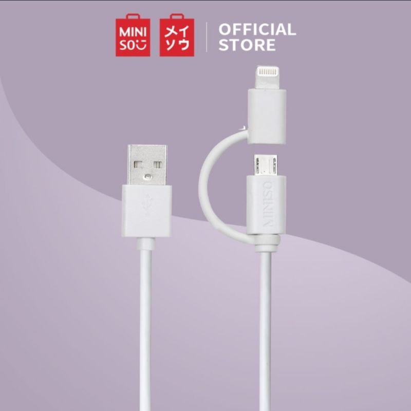 Jual MINISO 2IN1 USB CABLE for iphone, ipad, ipod. 2.4A panjang 1m ...