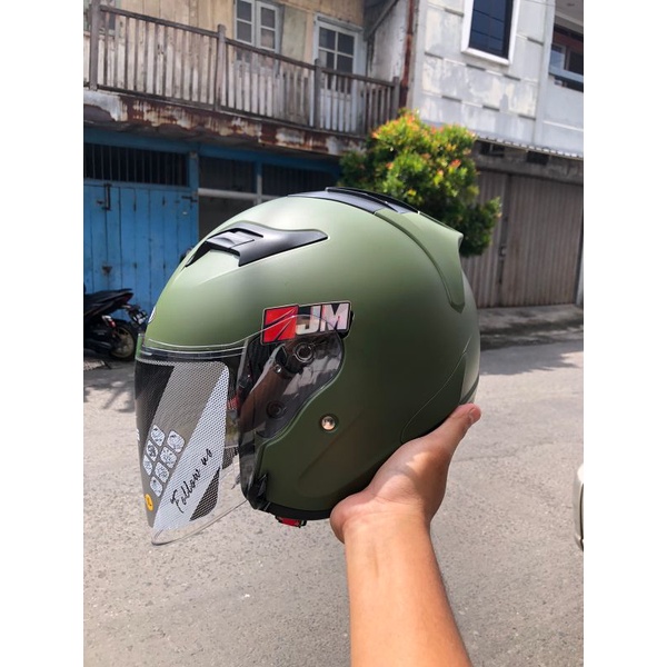 Jual Zeus 627 Green Army Helm Harian Touring Adventure Hijau Doff ...