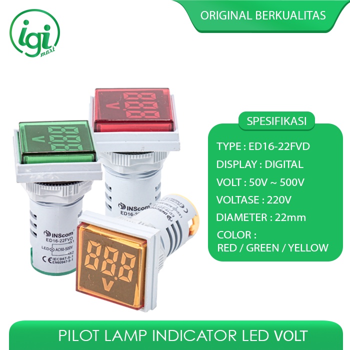 Jual PILOT LAMP LED WITH VOLT INDICATOR 22mm / VOLTMETER DIGITAL ...