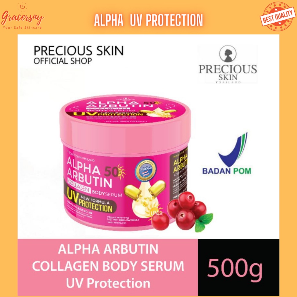 Jual Precious Skin Thailand Alpha Arbutin SPF50 UV Protection Collagen Body Serum / Alpha ...