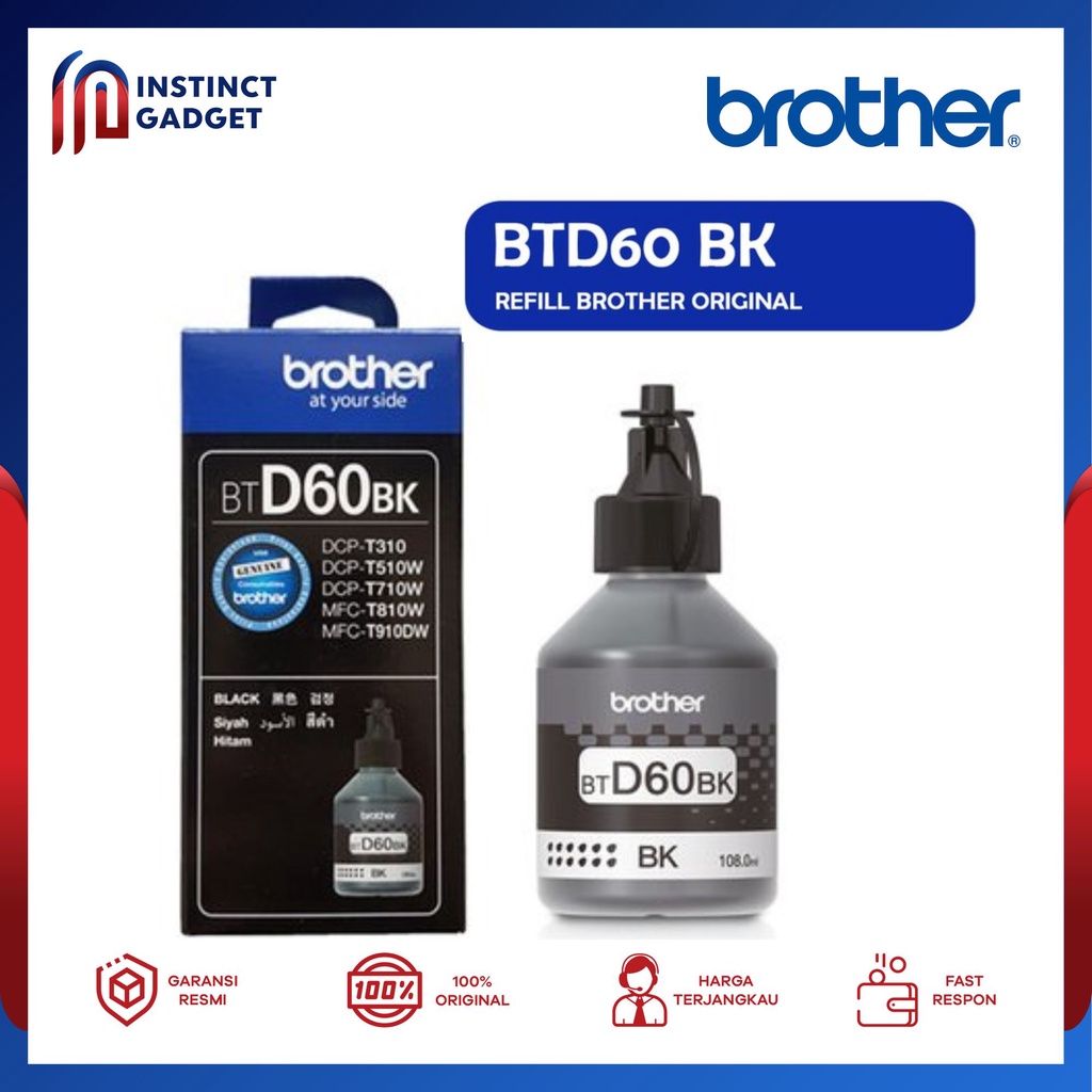 Jual Brother INK Bottle Black BT-D60BK - Tinta Printer Isi Ulang Refill ...