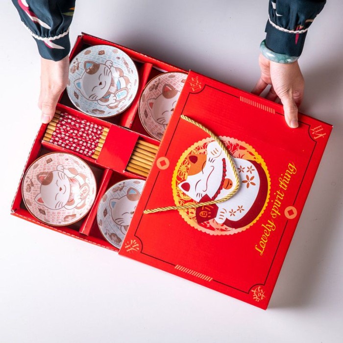 Jual Lucky Cat Bowl Set /Chinese new year Set Gift/ Japanese Bowl /Set ...