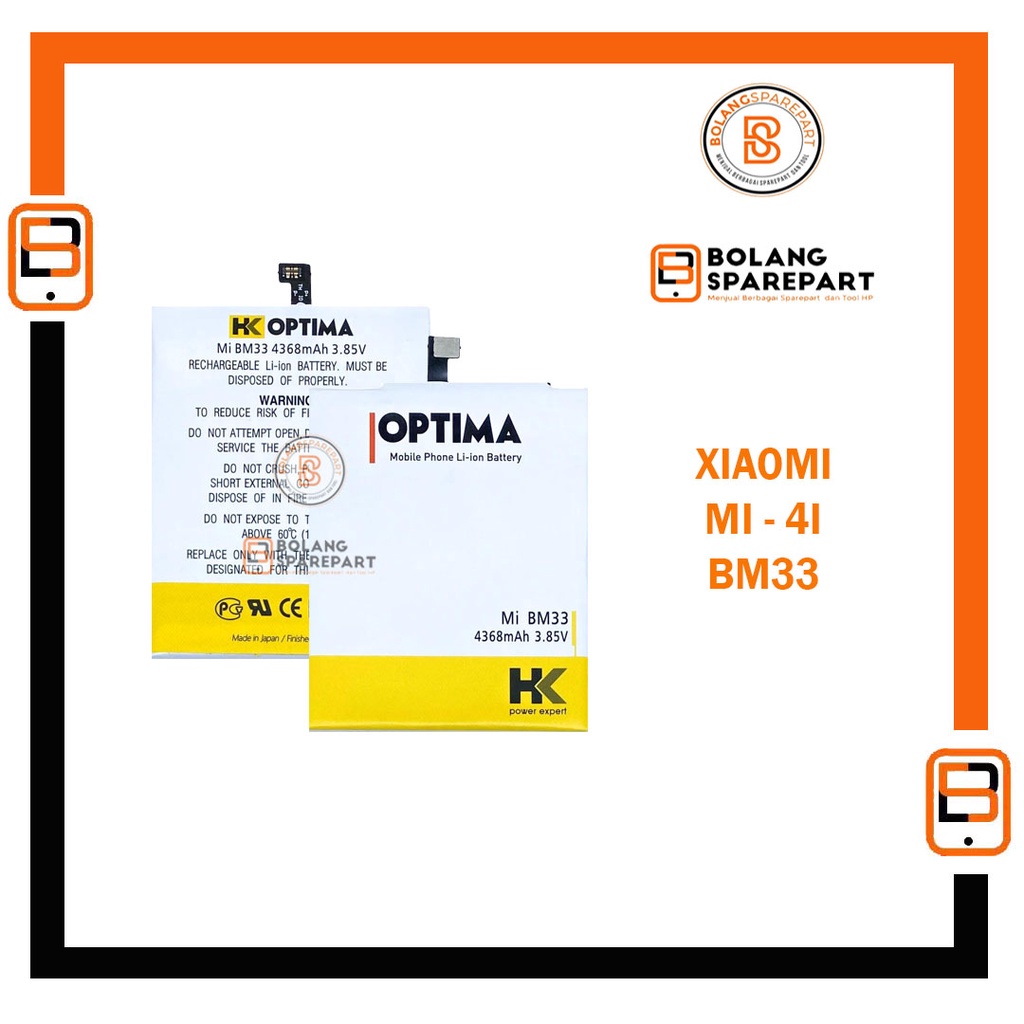 Jual BATERAI BATRE XIAOMI MI 4I BM33 HK OPTIMA DOUBLE IC | Shopee Indonesia