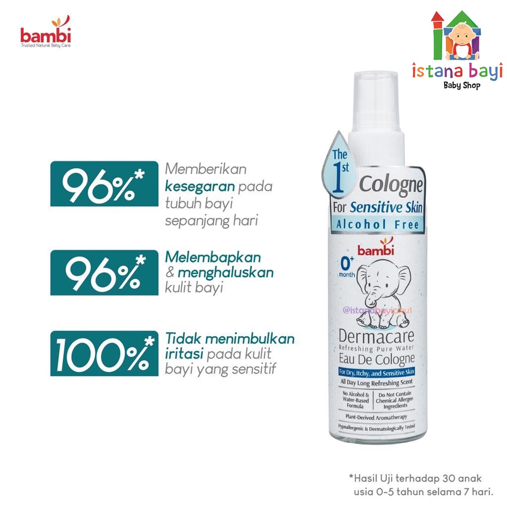 Jual Bambi Baby Dermacare Refreshing Pure Water Eau De Cologne 100ml ...