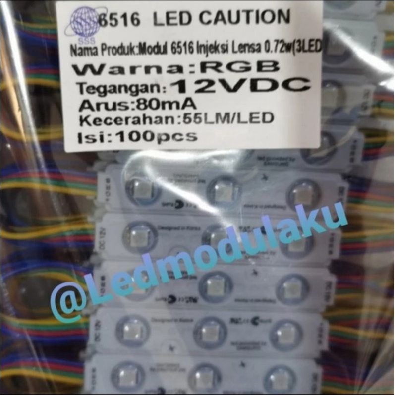 Jual Led modul 5050 3 Led + lensa samsung RGB 4 pin 12V - isi 20 pcs ...