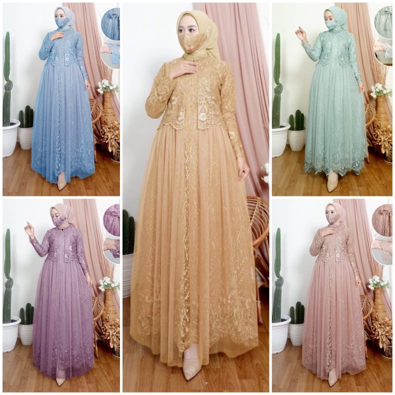 Jual (MODEL BARU)GAMIS SATIN ROMPI BUSUI/SIZE S-M,L,XL,XXL/GAMIS MODEL ROMPI FULL BRUKAT TILE ...