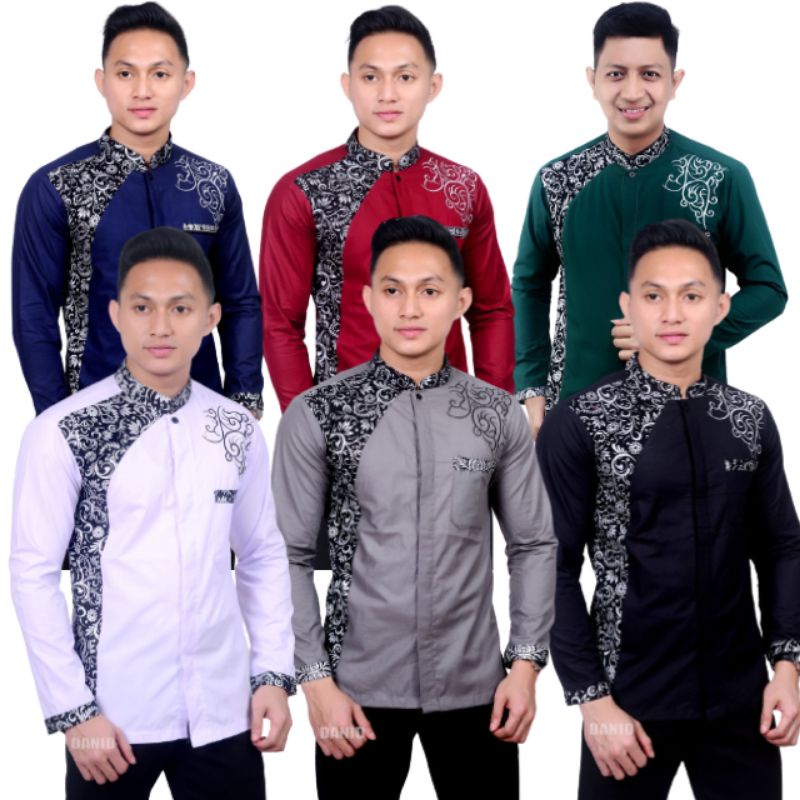 Jual koko kombinasi batik pria lengan panjang motif clurit | busana ...