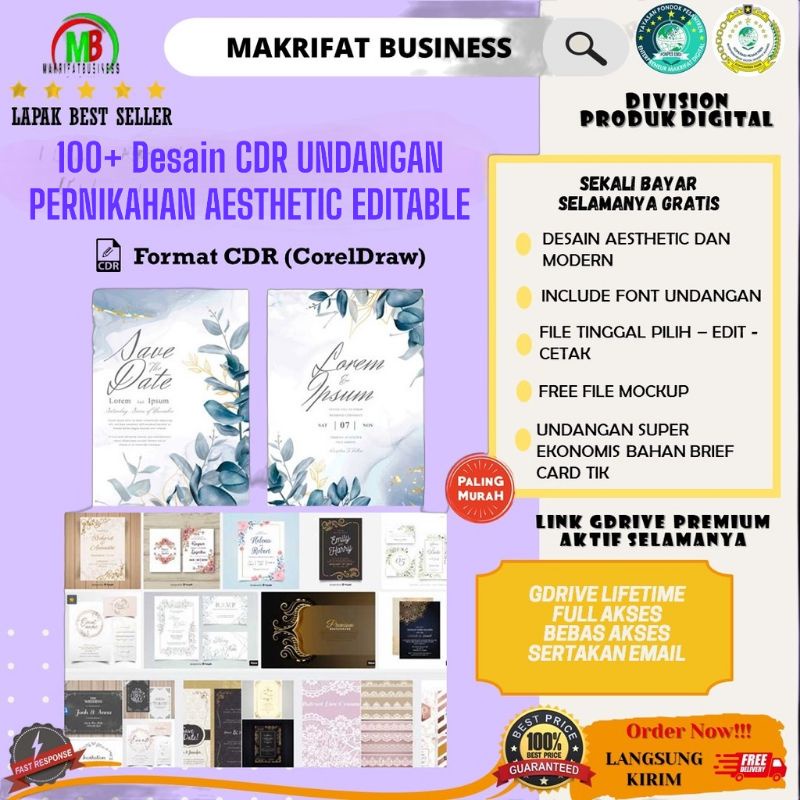Jual 100+ DESAIN CDR UNDANGAN PERNIKAHAN EXLUSIVE AESTHETIC KEKINIAN EDITABLE COREL DRAW SIAP ...