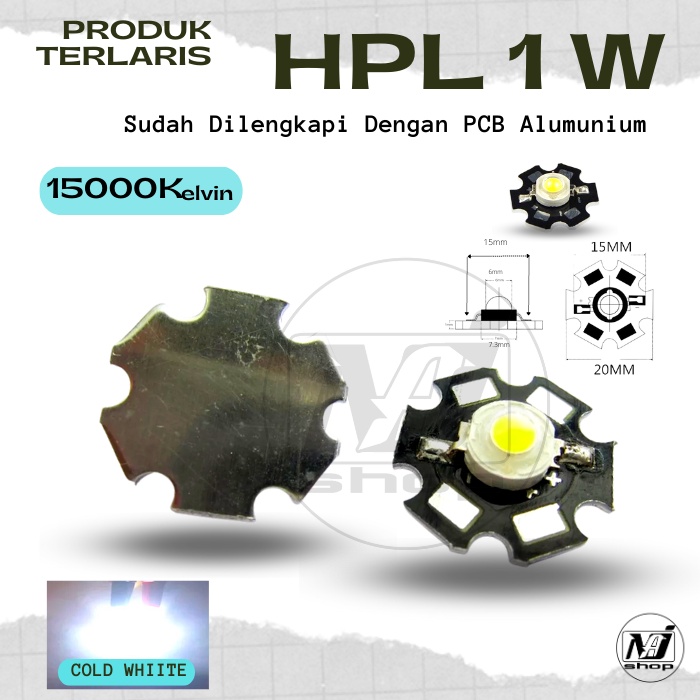 Jual LED HPL HIGH POWER LED AQUASCAPE AQUARIUM DIY 1 WATT COOL WHITE ...