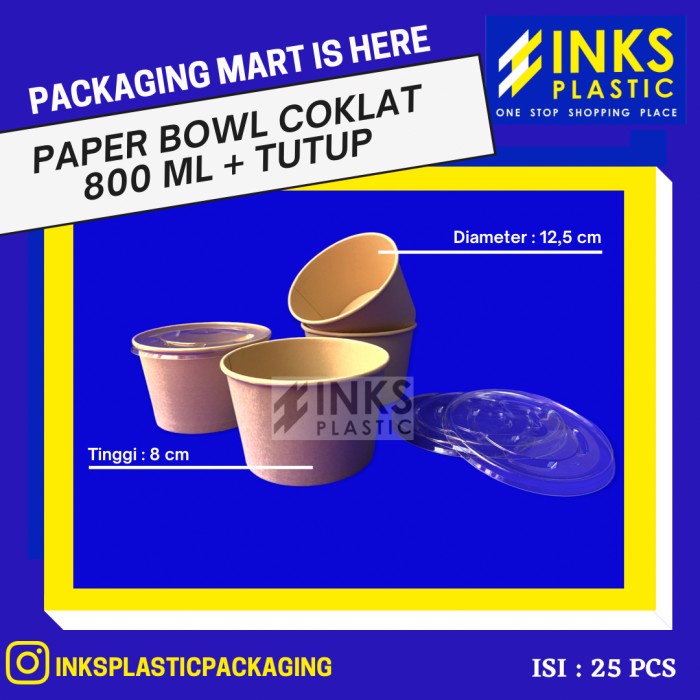 Jual best produk] PAPER BOWL COKLAT KRAFT 27 OZ 800 ML/MANGKOK KERTAS ...
