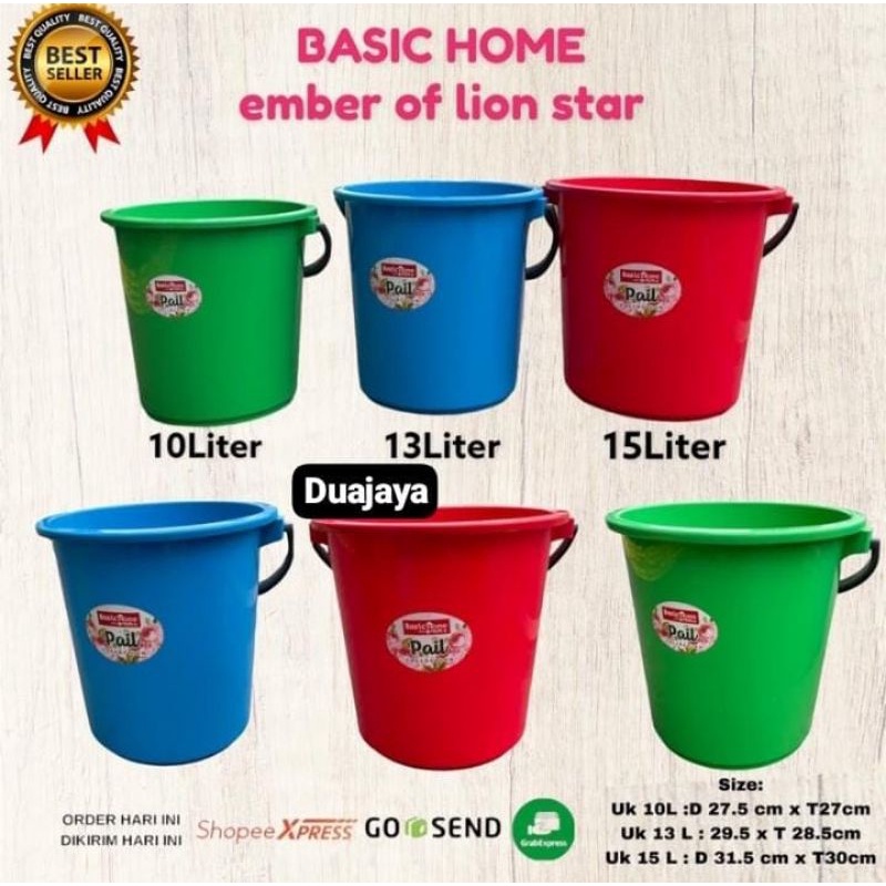 Jual LION STAR - Ember Plastik Gagang Warna 10L/13L/15L | Shopee Indonesia