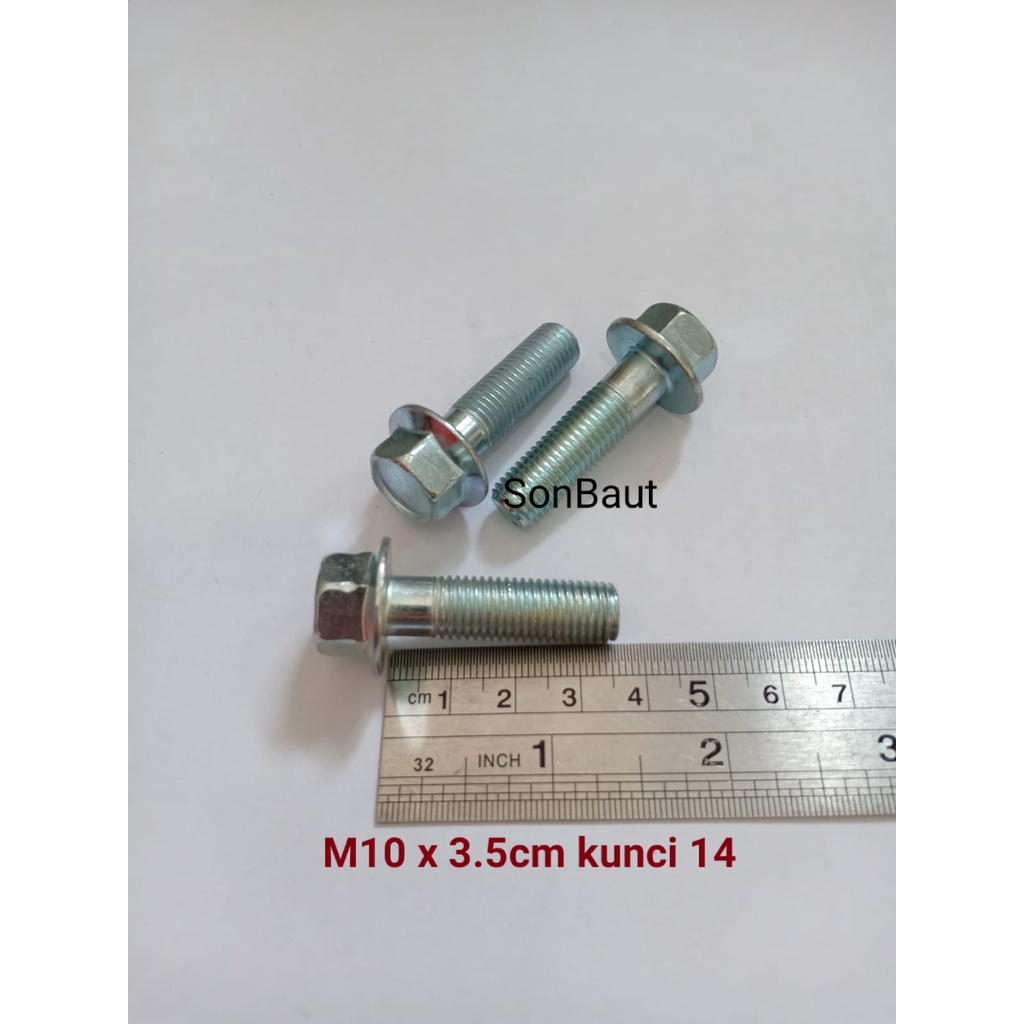 Jual Baut Topi 14 10x35 Putih / Baut Flange M10x35 10mm 3.5cm | Shopee ...