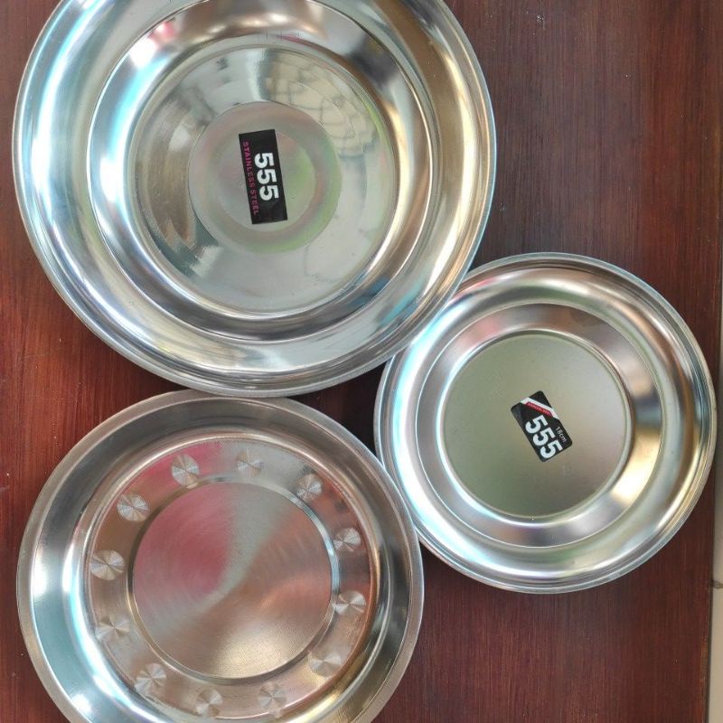 Jual piring stainless 555 uk diameter 24cm, 21cm dan 17.5cm | Shopee ...