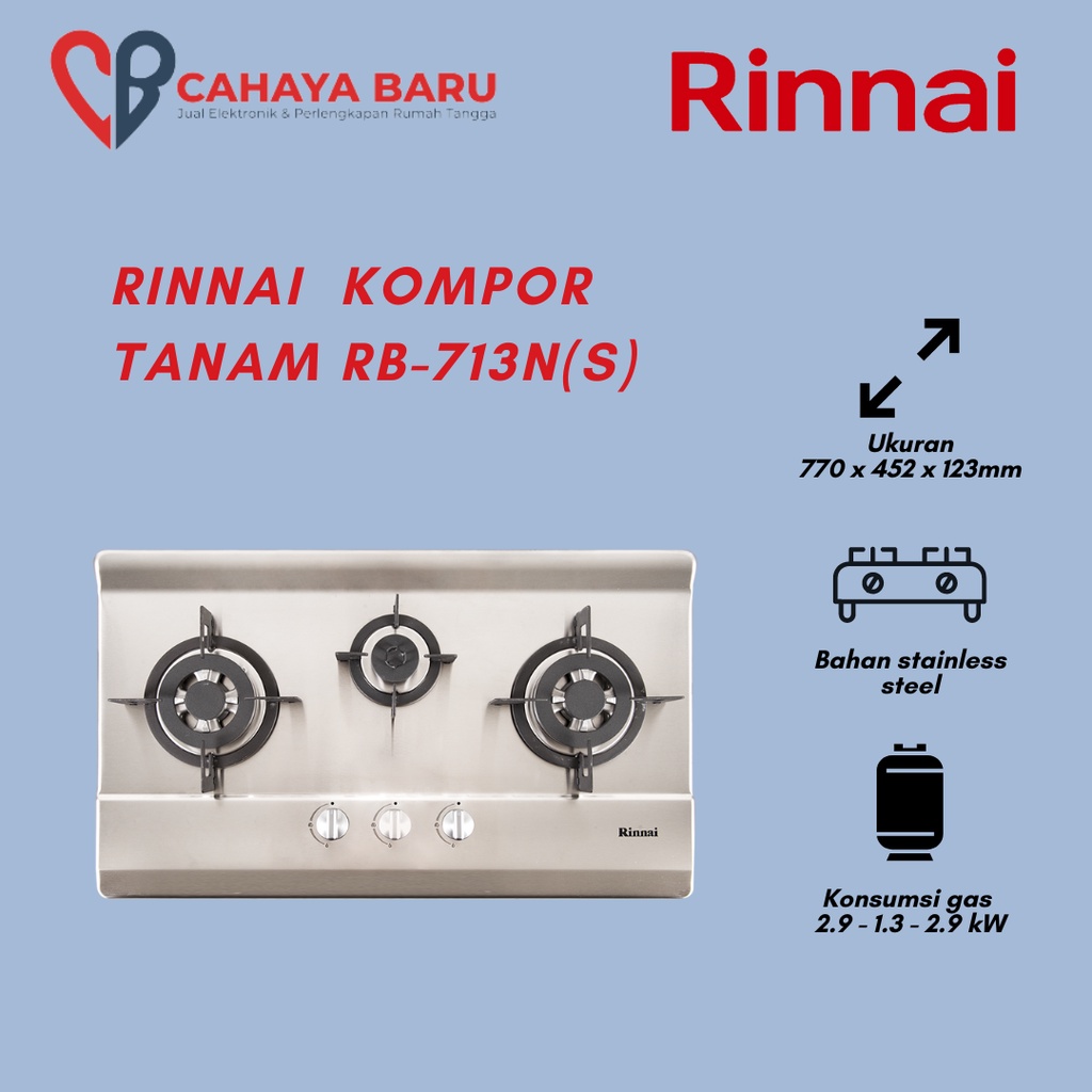 Jual RINNAI KOMPOR TANAM RB-713N(S) | Shopee Indonesia
