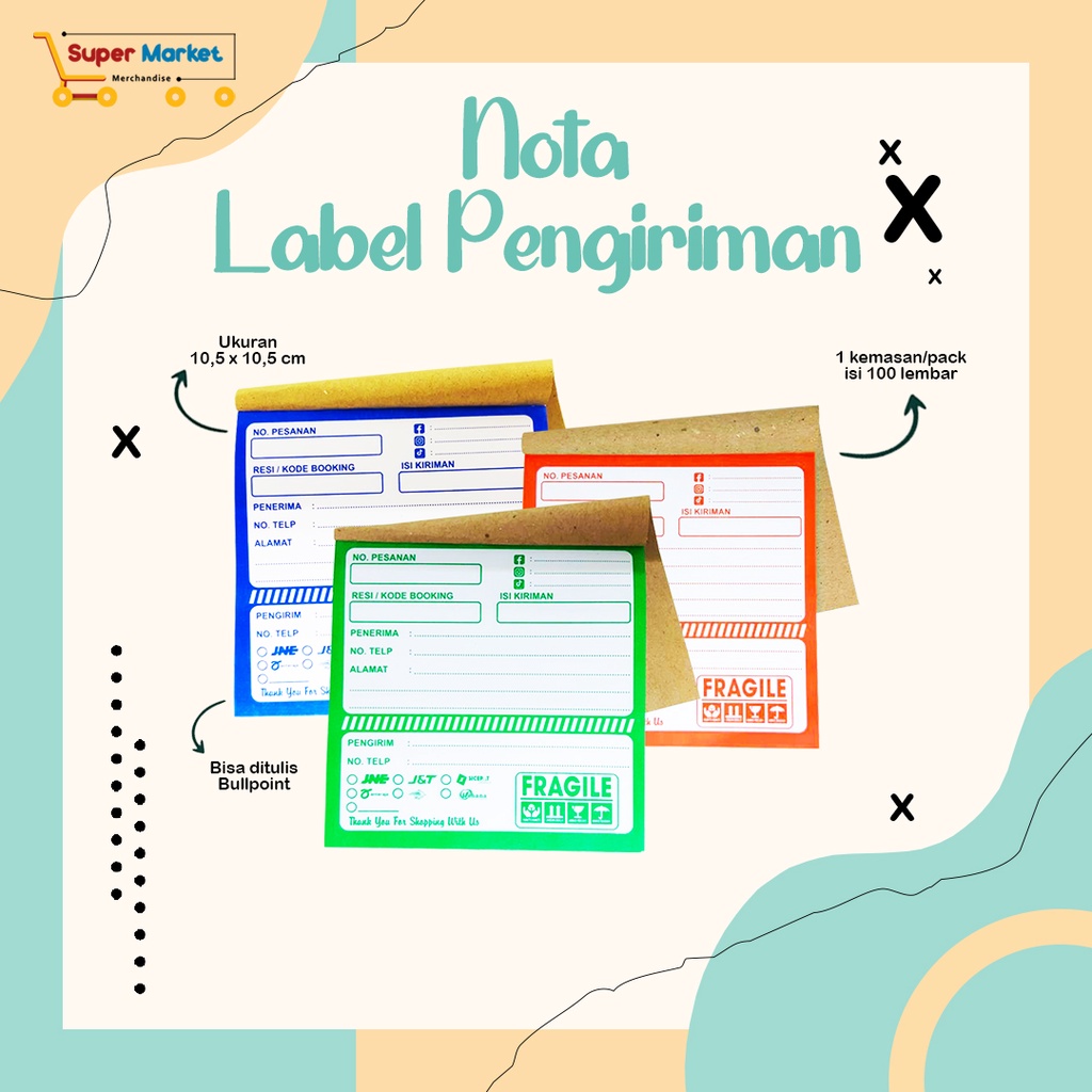 Jual Nota pengiriman / Label pengiriman Olshop / Nota Resi | Shopee ...