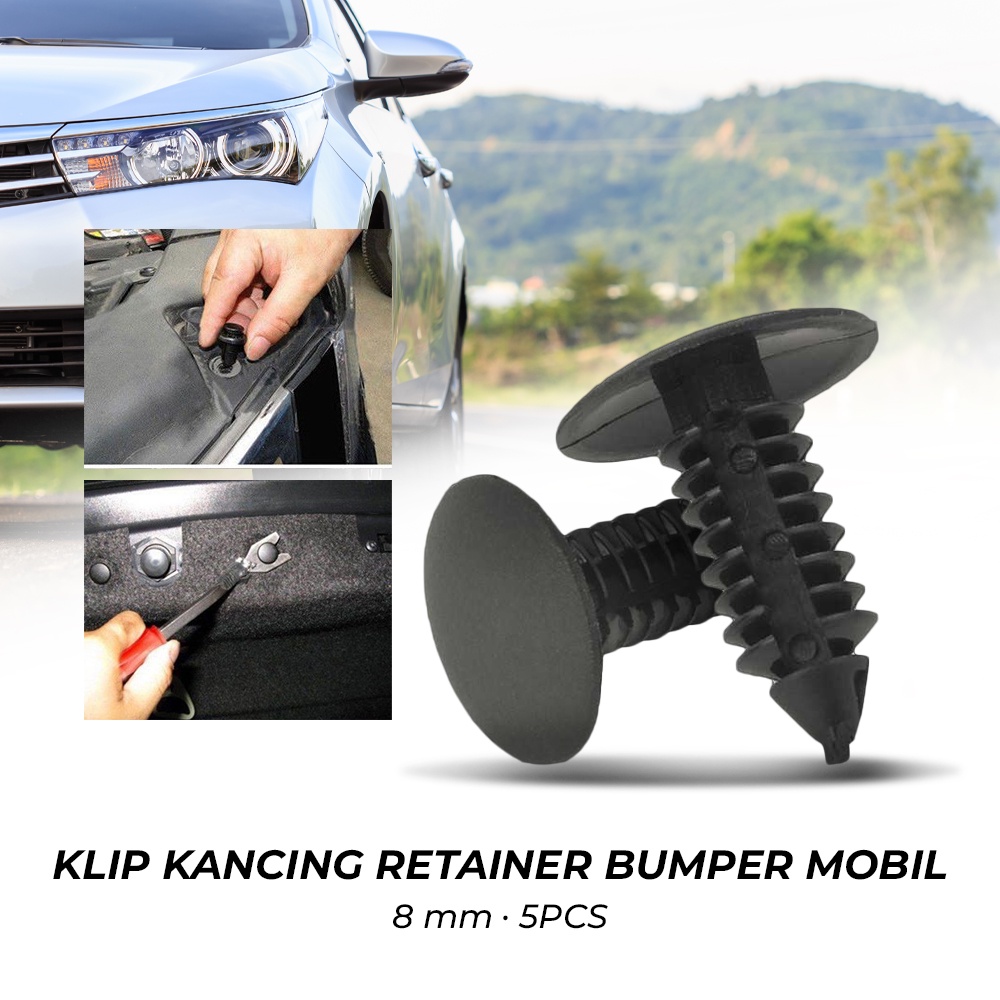 Jual Klip Kancing Retainer Bumper Mobil 8 mm - 5PCS - OMRSBNBK Black ...