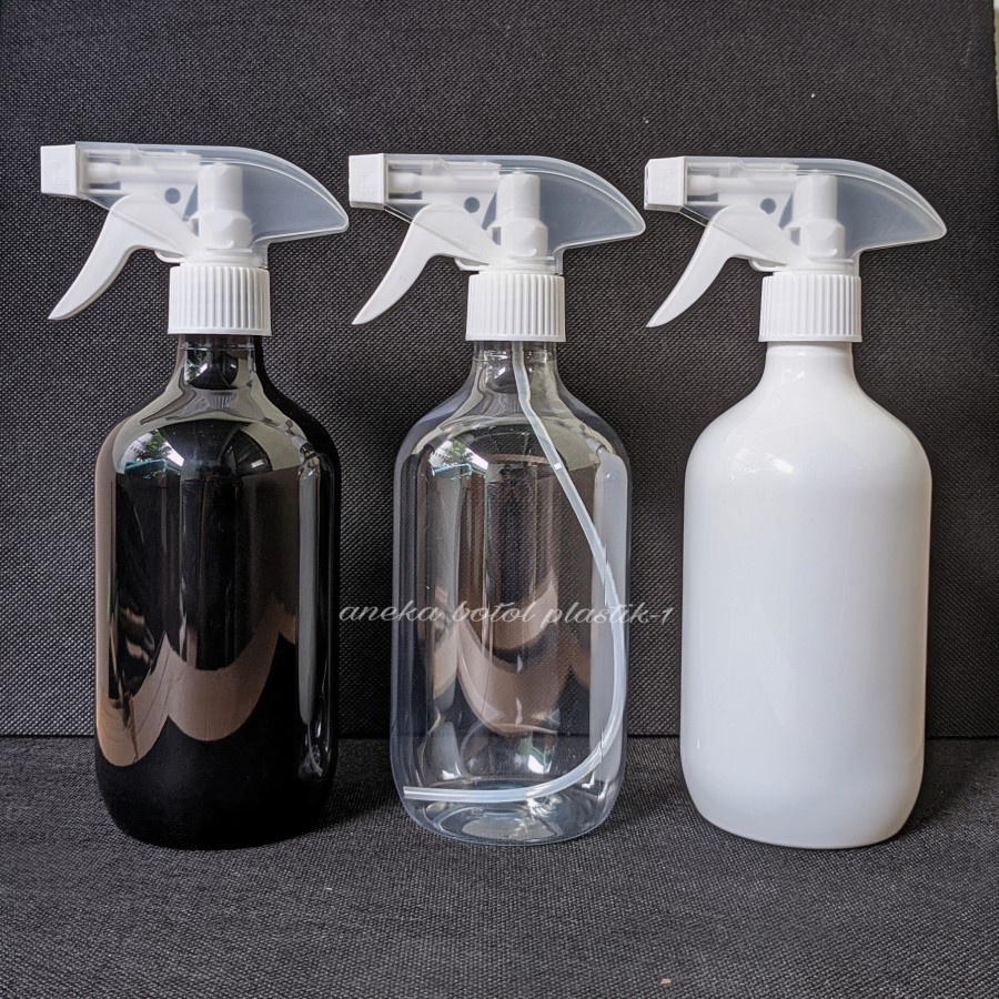 Jual Botol kispray 500ml Bening Hitam Putih / Botol Spray 500 ml Tutup Putih Clear Pet Plastik ...