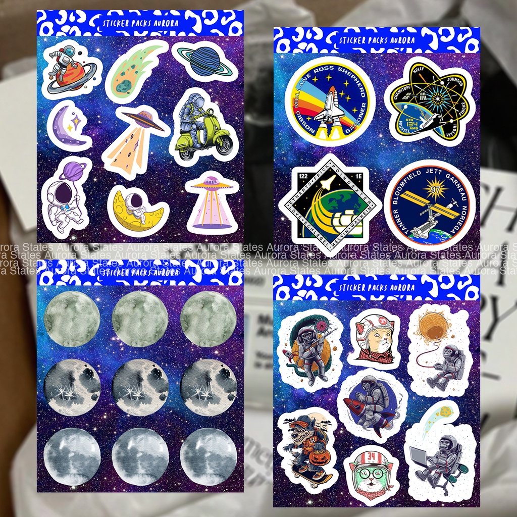 Jual Sticker Astronout | Stiker Moon Bulan Gerhana | Sticker Aesthetic ...