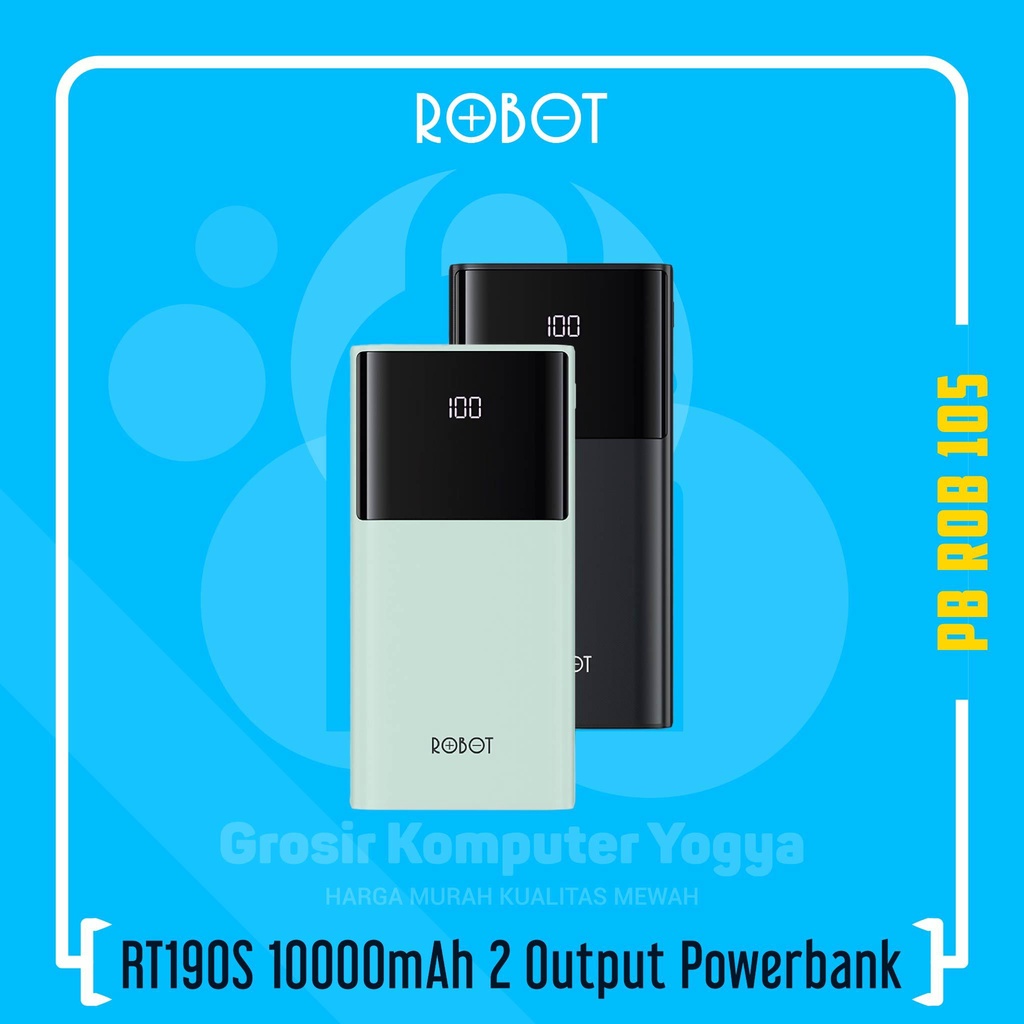Jual Robot RT190S 10000mAh LED Display 2A 2 Input Output Powerbank ...