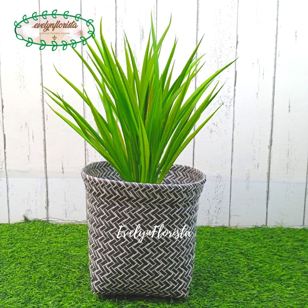 Jual Tanaman Hias Daun Kucai X1 Latex Artificial Pot Anyaman Purun ...