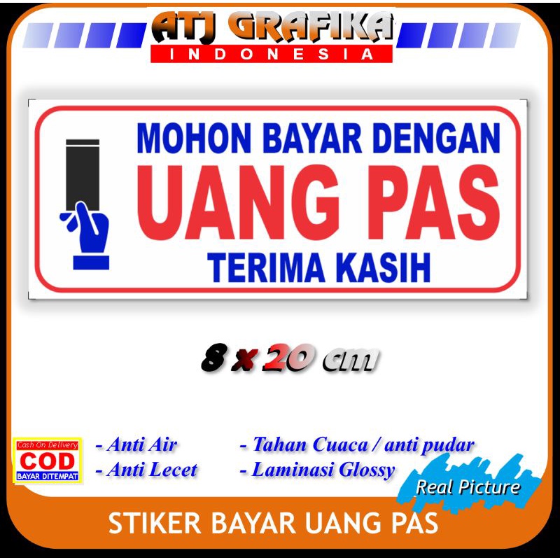 Jual Stiker bayar dengan uang pas sticker pembayaran toko kantor ...