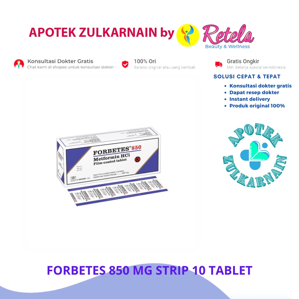 Jual Forbetes 850Mg 1 Strip 10 Tablet | Shopee Indonesia