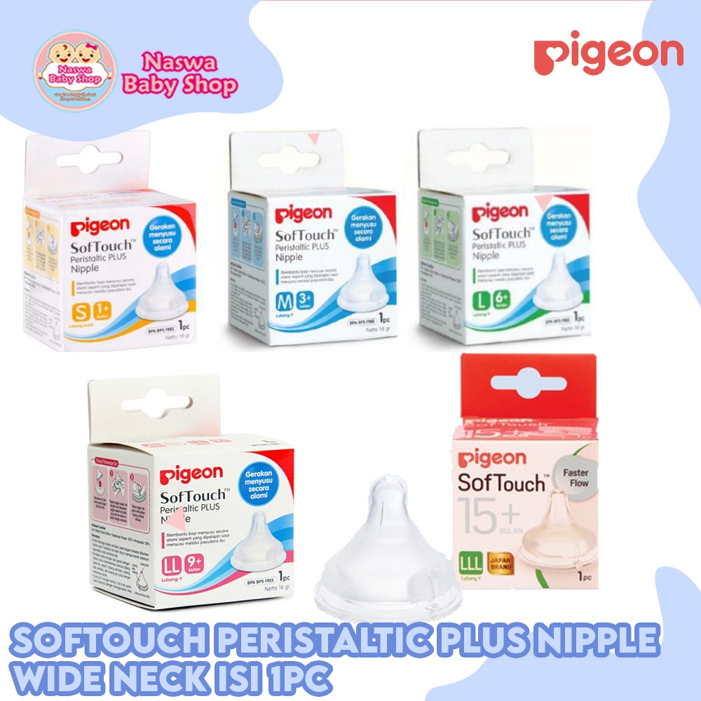 Jual Pigeon Softouch Peristaltic Plus Nipple Wide Neck Isi 1pc | Shopee Indonesia
