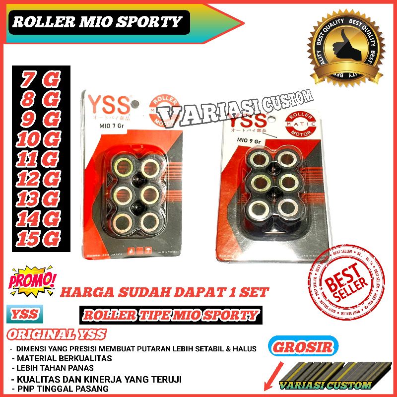 Jual ROLLER ROLER (YM) MIO SPORTY MIO SMILE MIO J NUVO FINO 110 KARBU 6 7 8 9 10 11 GRAM GR ...