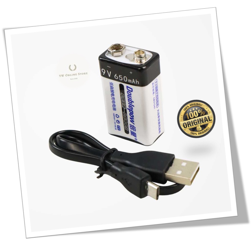 Jual DOUBLEPOW Baterai 9V USB Rechargeable Battery Lithium 650 mAh 1PCS ...