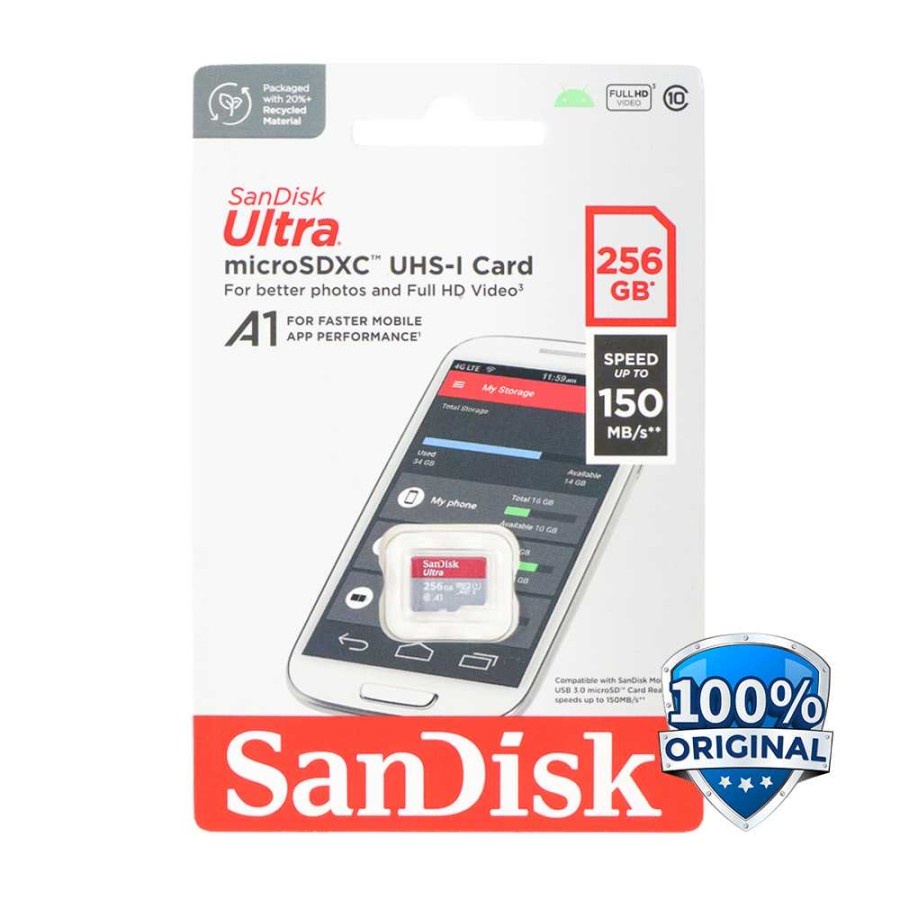 Jual SANDISK MICROSD ULTRA 256GB 150 MBPS A1 CLASS 10 /MICRO SD 150MB/S 256 GB | Shopee Indonesia