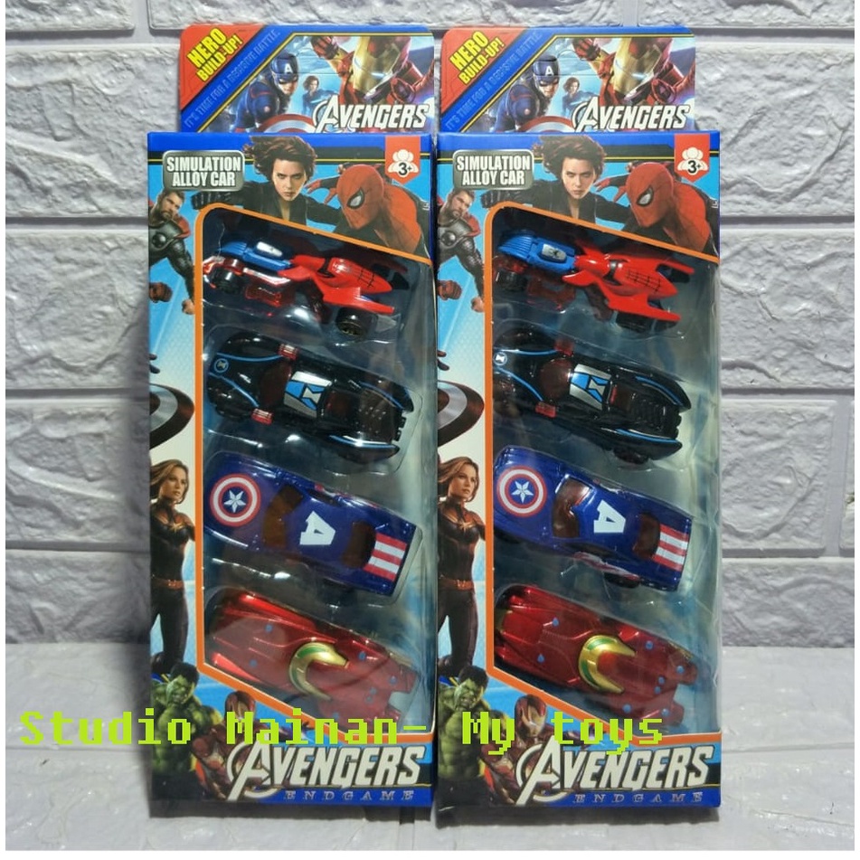 Jual mainan set mobil skala superhero hulk iron manmainan mobil set ...