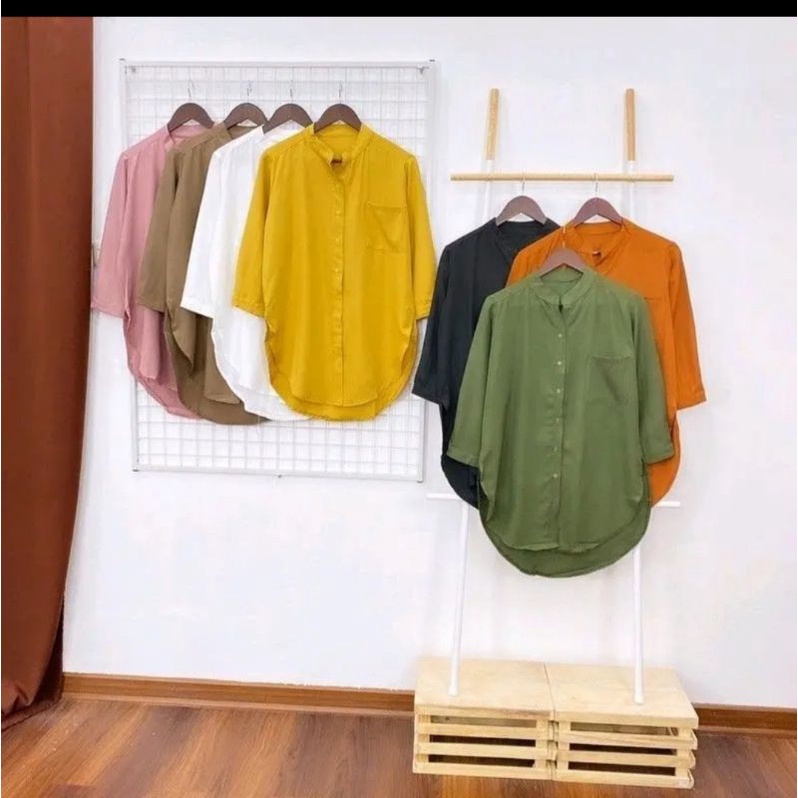 Jual KEMEJA DAILY POLOS RAYON TWIL/KEMEJA RAYON IMPORT/KEMEJA OVERSIZE/KEMEJA CASUAL/KEMEJA ...